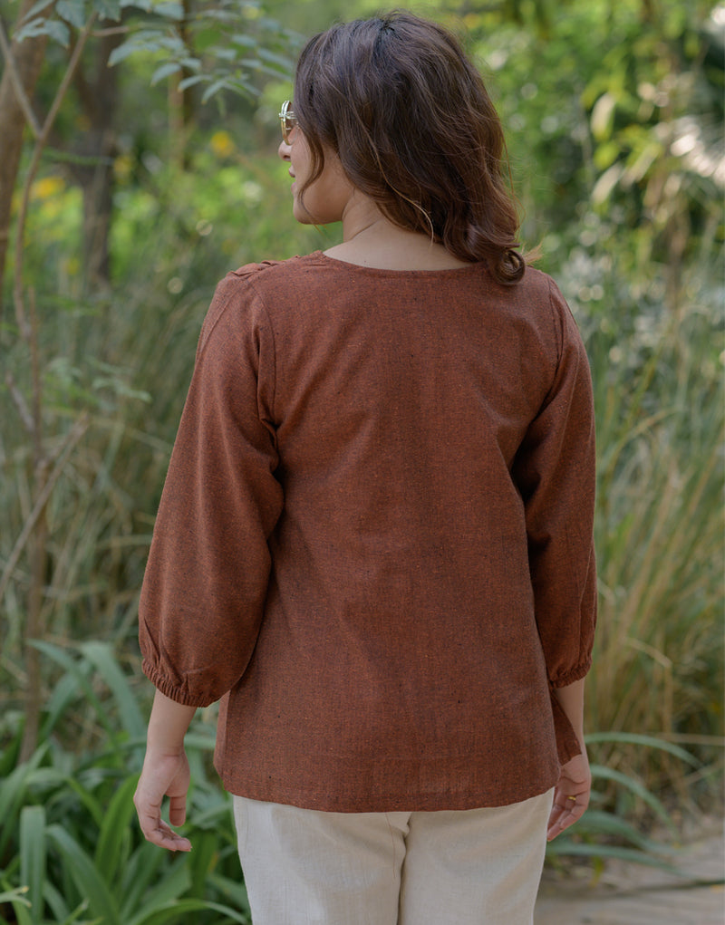 Shop Copper Maroon Smock Top Online - B-445-XS