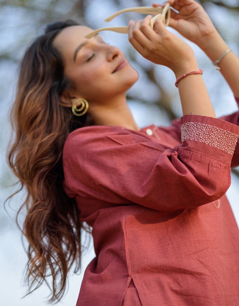 Shop Crimson Red Co-ord Set Online - B-265-S