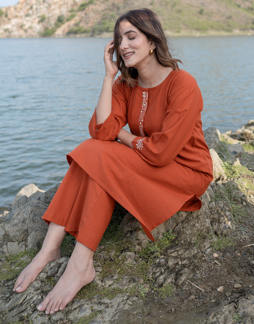 Shop Dust Orange Co-ord Online - B-625-S