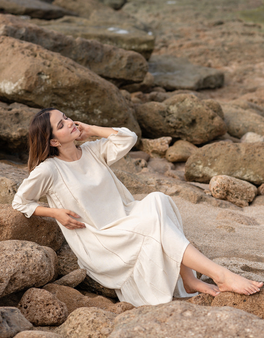 Shop Eggshell Cream Breeze Dress Online - B-604-S