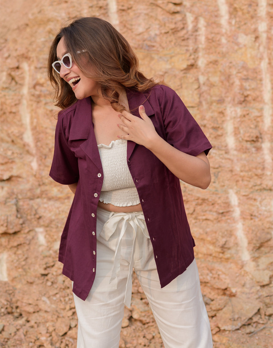 Shop Grape Wine Boxy Shirt Online - B-397-S