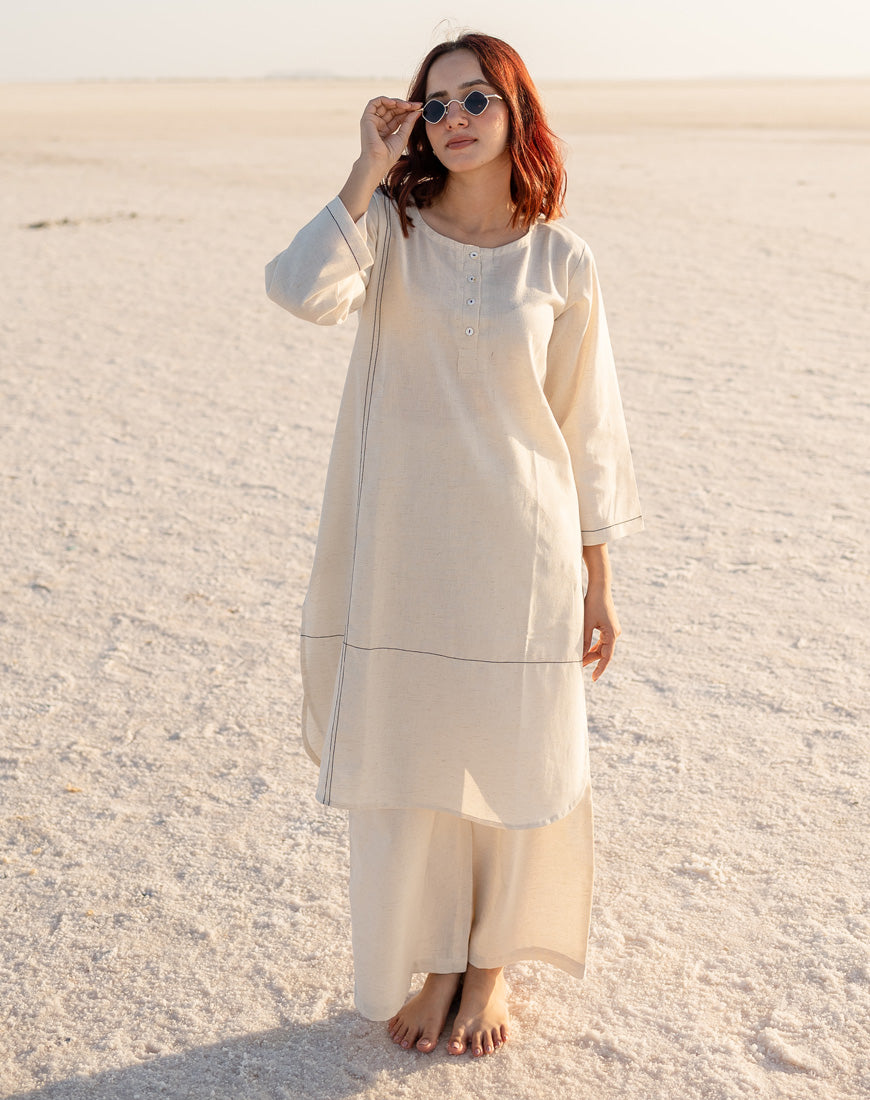 Shop Natural Cream Co-ord Set Online - B-774-S
