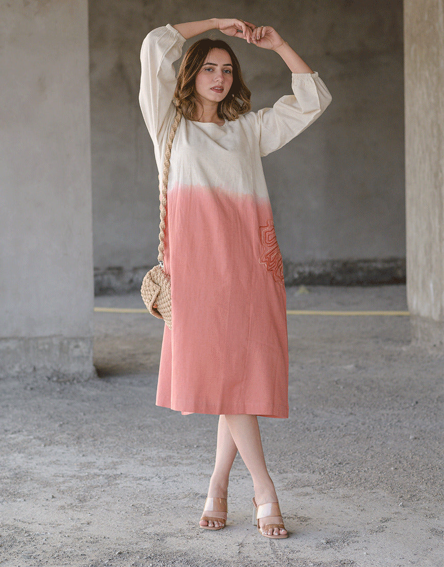 Shop Peachy Cream Sunset Dress Online - B-544-XS