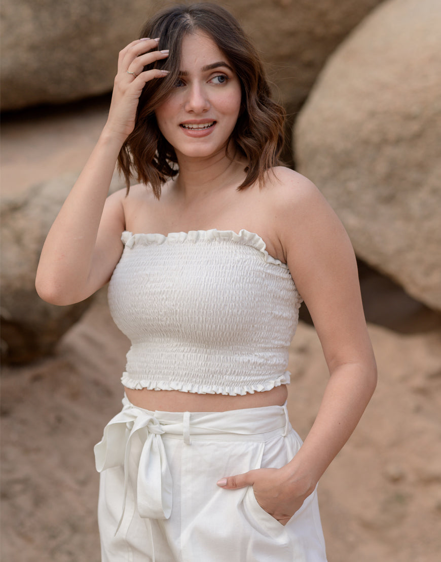 Shop Snow White Scrunch Top Online - B-498-S-M-L