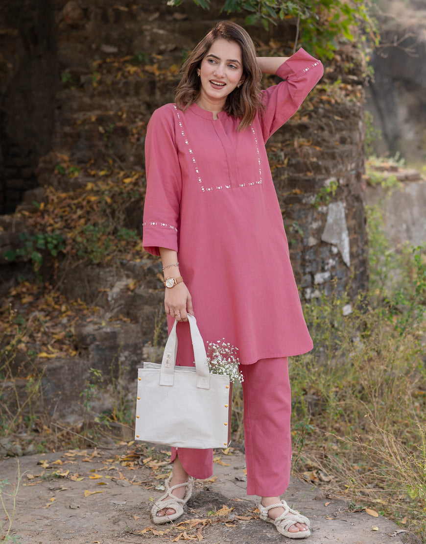 Shop Rose Pink Co-ord Set Online - B-501-S