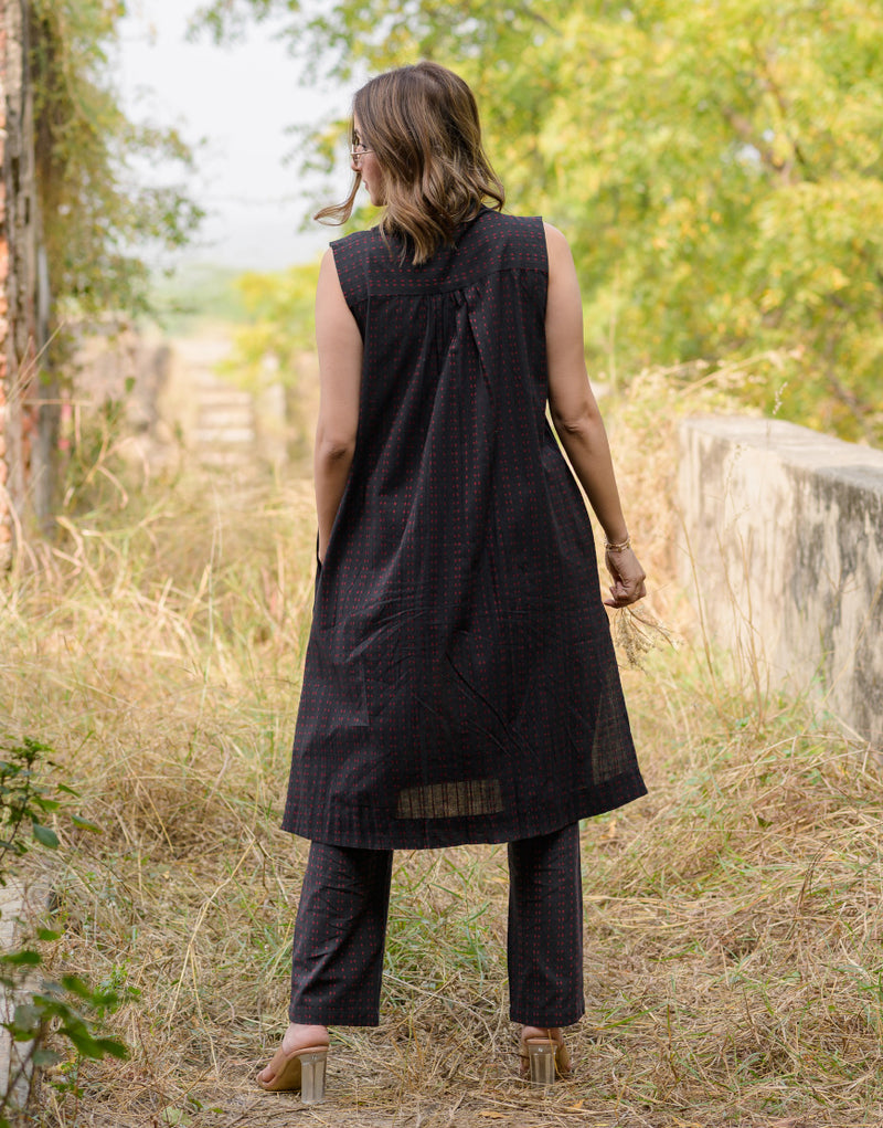 Shop Warm Black Weave Co-ord Set Online - B-532-S