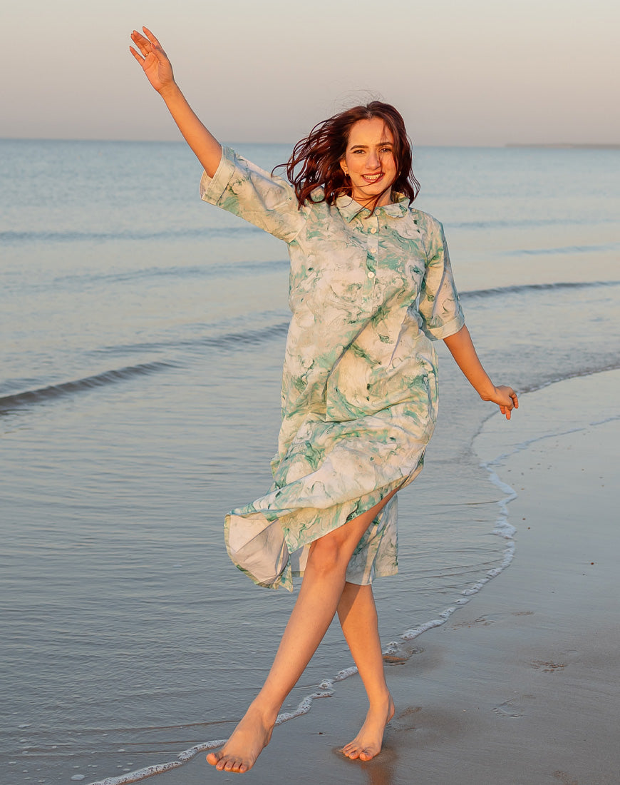 Shop Sea Green Fluid Dress Online - B-752-XS