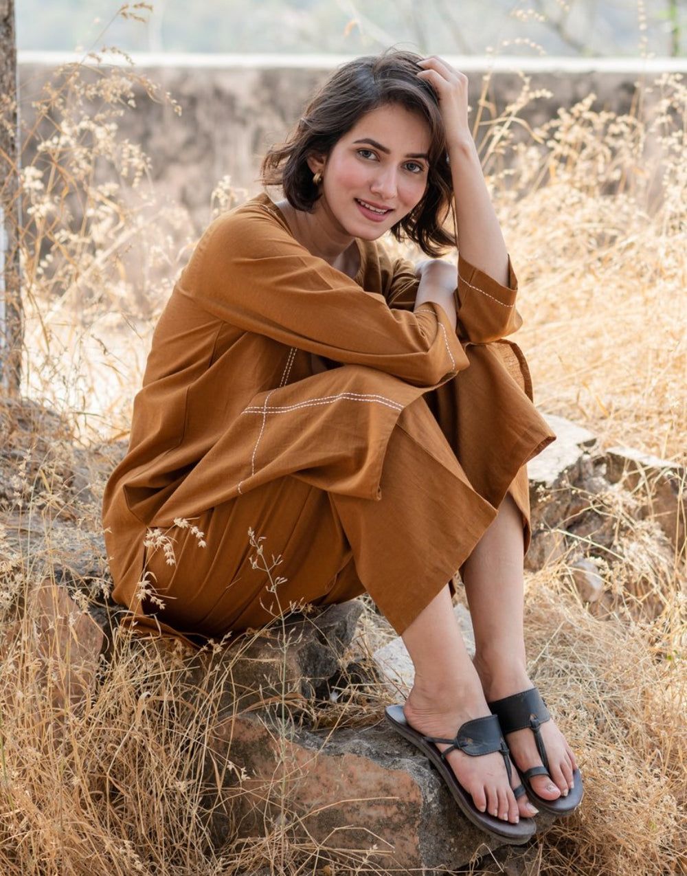 Shop Almond Brown Co-ord Set Online - B-329-S