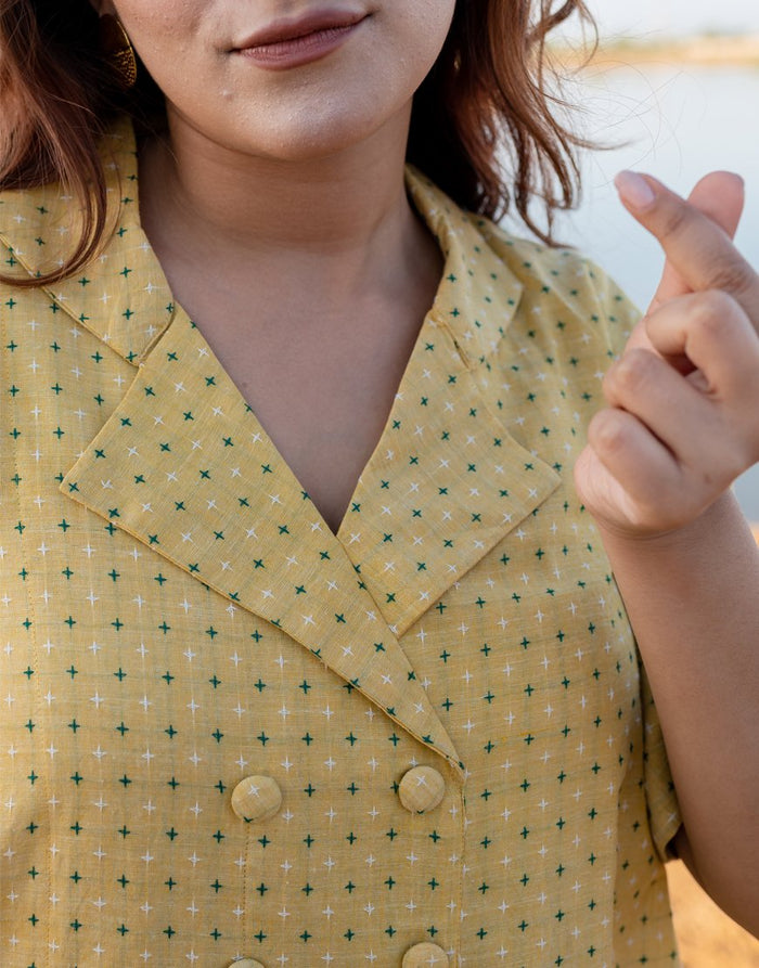 Shop Biscotti Yellow Weave Dress Online - B-360-XS