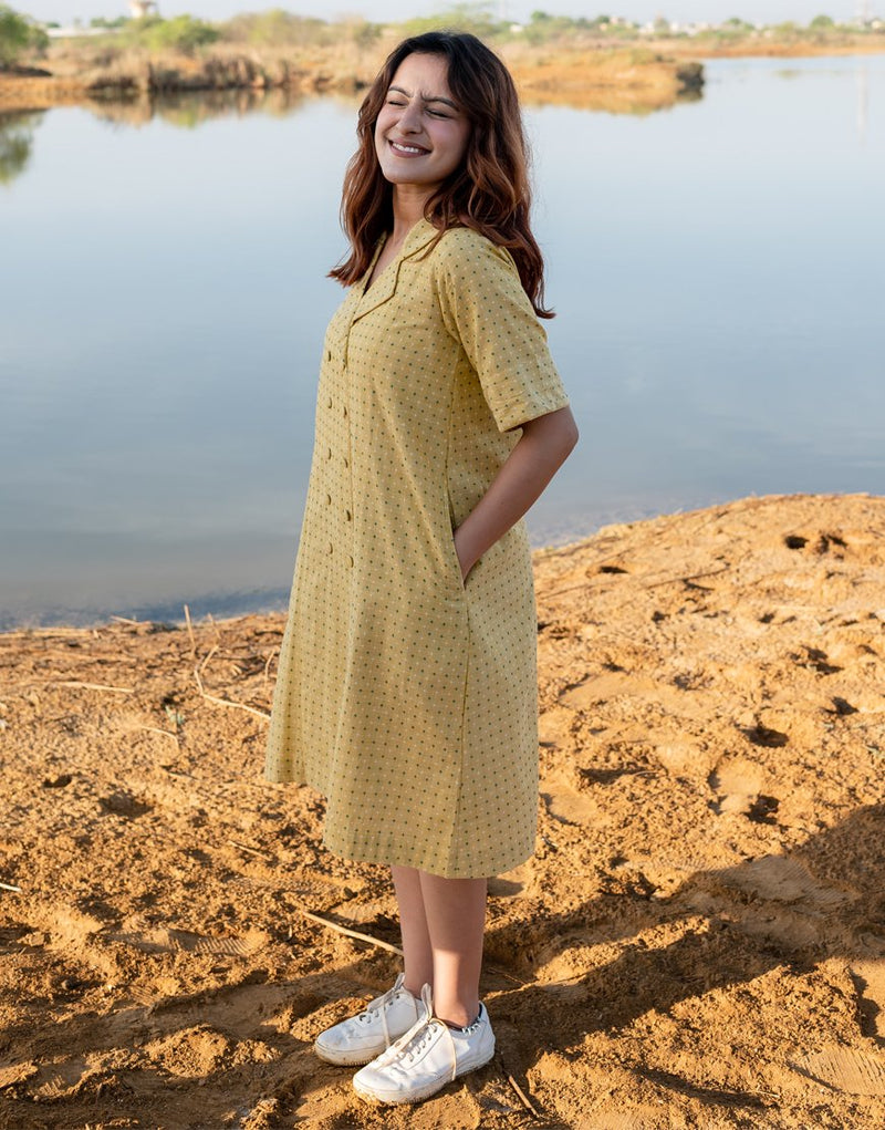 Shop Biscotti Yellow Weave Dress Online - B-360-XS