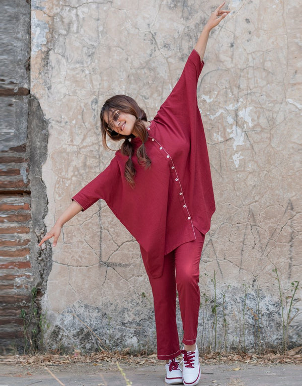 Shop Cherry Red Co-ord Set Online - B-330-S