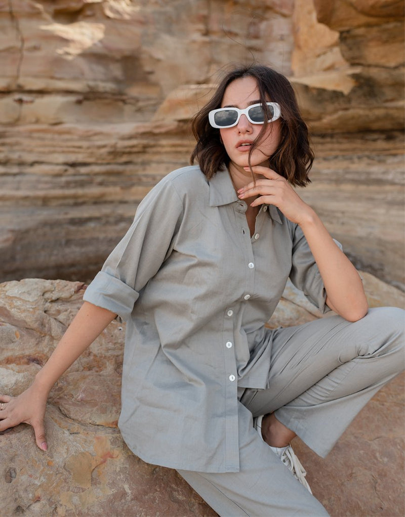 Shop Concrete Grey Co-ord Set Pants & Shirt Online - B-391-S