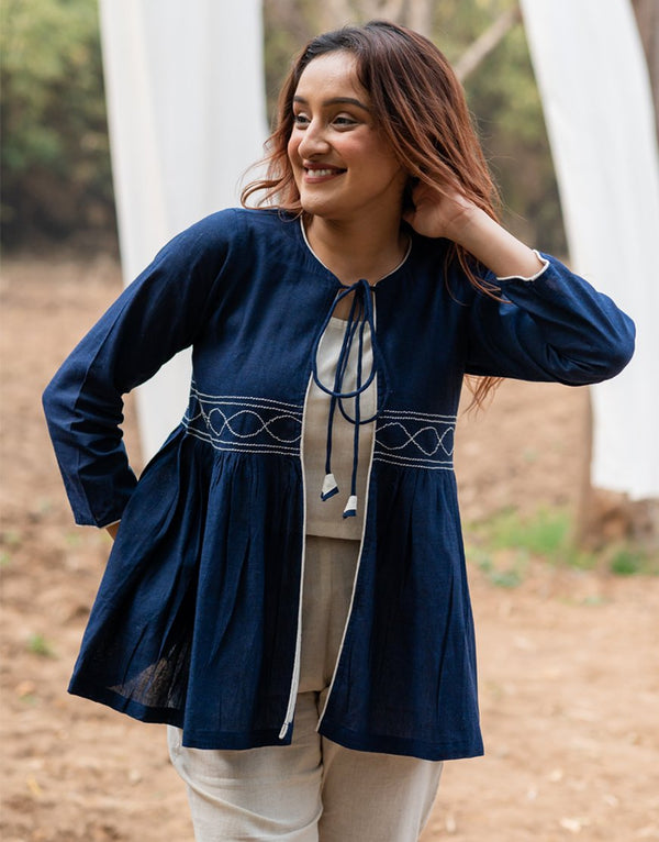 Shop Navy Blue Top with Inner Online - B-325-XS