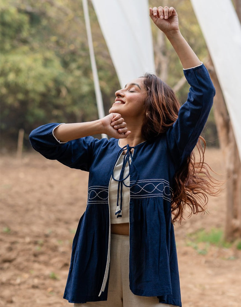 Shop Navy Blue Top with Inner Online - B-325-XS